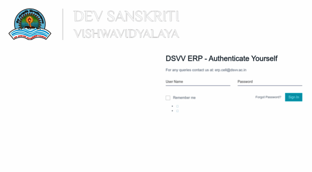 erp.dsvv.ac.in - IFW ERP | Login - ERP Dsvv