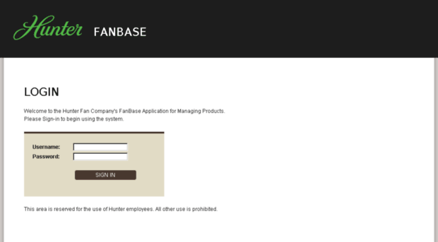 fanbase.hunterfan.com - FanBase Login - Fan Base Hunter