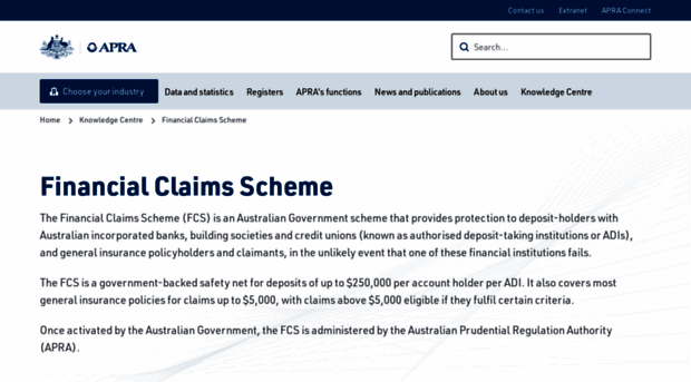 fcs.gov.au - Financial Claims Scheme | APRA - Fcs Gov