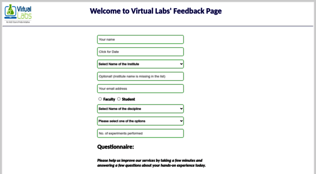 feedback.vlabs.ac.in - VLab Feedback - Feedback VLab S