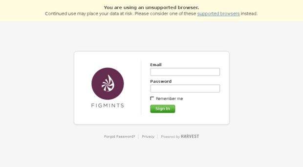 figmints.harvestapp.com - Sign in - Figmints Harvestapp