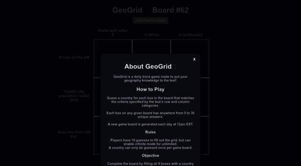 geogridgame.com - GeoGrid - Test Your Geography ... - Geo Grid Game
