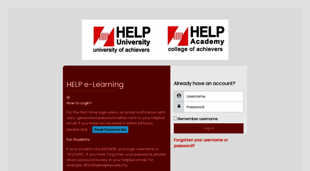 hlms.help.edu.my - HELP e-Learning: Log in to the... - Hlms HELP