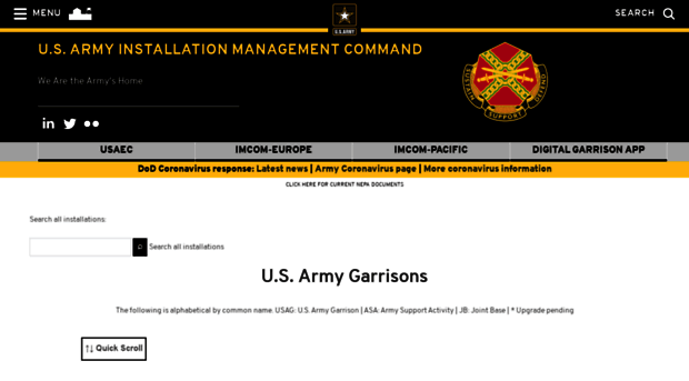 home.army.mil - Army Garrisons :: U.S. Army In... - Home