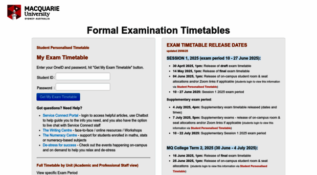 iexams.mq.edu.au - - Exam Scheduler Reporting (ve... - I Exam S Mq
