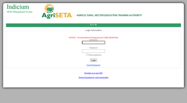 indicium.agriseta.co.za - Log In - Indicium Agriseta