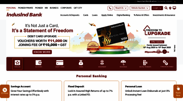 indusind.bank.in - IndusInd Bank - Cards, Loans, ... - Indus Ind Bank