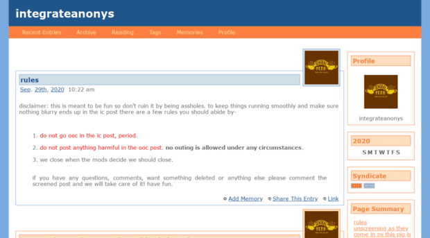 integrateanonys.dreamwidth.org - integrateanonys | Recent Entri ...