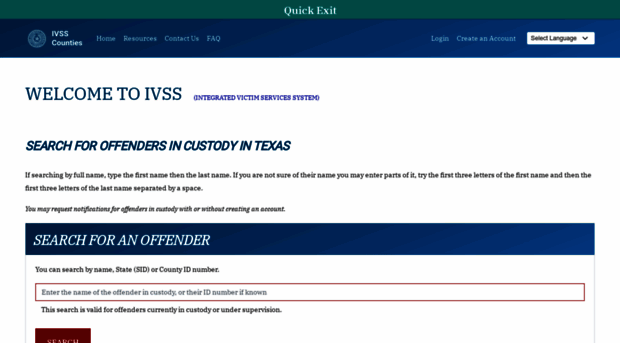 ivss-counties.tdcj.texas.gov - Welcome To Integrated Victim S... - IVSS ...