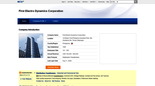 jomel.en.ec21.com - First Electro Dynamics Corpora... - Jomel En Ec 21