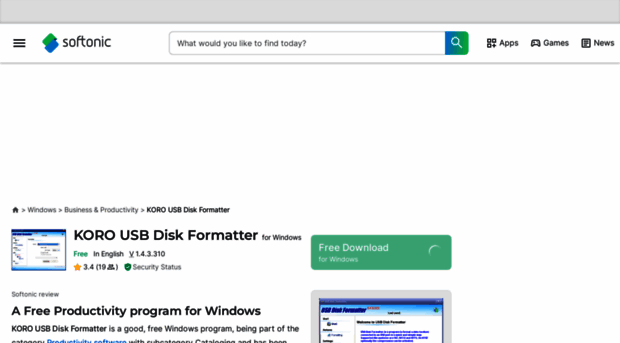 koro-usb-disk-formatter.en.softonic.com - KORO USB Disk Formatter ...