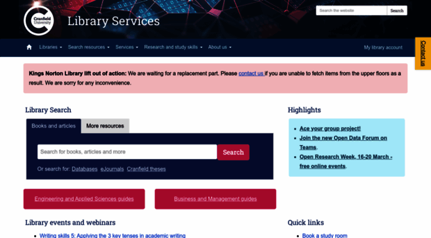library.cranfield.ac.uk - Home - Cranfield Library Servi... - Library ...