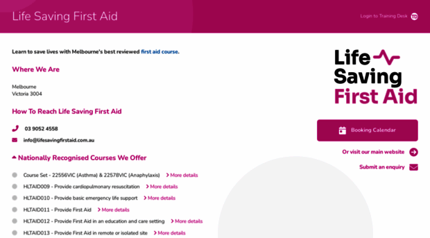 lifesavingfirstaid.trainingdesk.com.au - Life Saving First Aid - Life ...