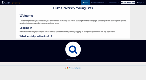 lists.duke.edu - Duke University Mailing Lists ... - Lists Duke