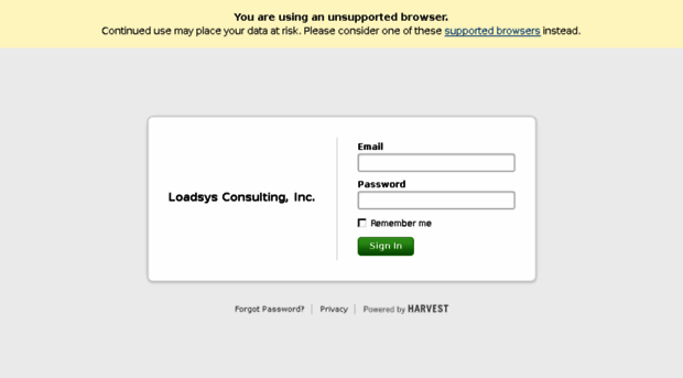 loadsys.harvestapp.com - Sign in - Loadsys Harvestapp