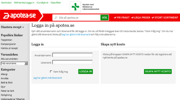 login.apotea.se - Logga in | apotea.se - Login Apotea