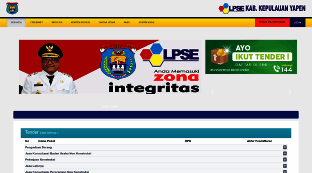 lpse.kepyapenkab.go.id - LPSE Kabupaten Kepulauan Yapen... - LPSE Kep Yapen Kab