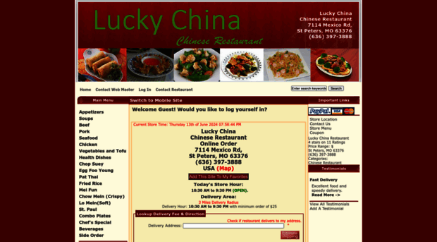 luckychinamo.com - Lucky China Chinese Food St Pe... - Lucky China MO