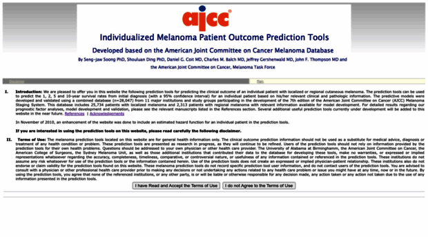 melanomaprognosis.net - Melanoma Prediction Tools - Melanoma Prognosis