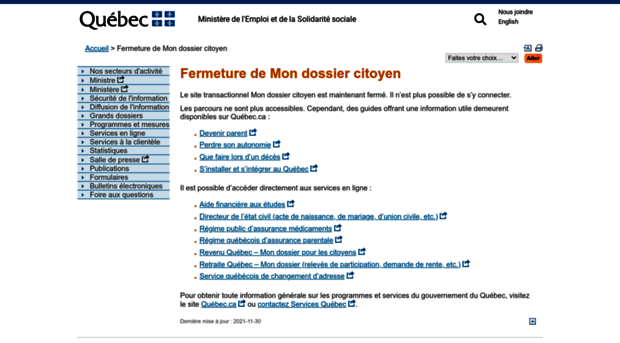 mondossiercitoyen.gouv.qc.ca - Fermeture de Mon dossier citoy... - Mon ...