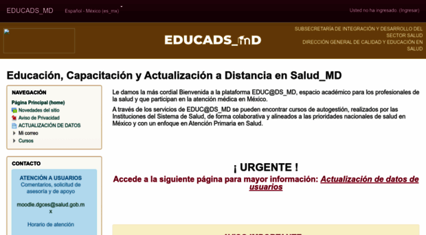 moodle.dgces.salud.gob.mx - Educación, Capacitación y Actu... - Moodle ...
