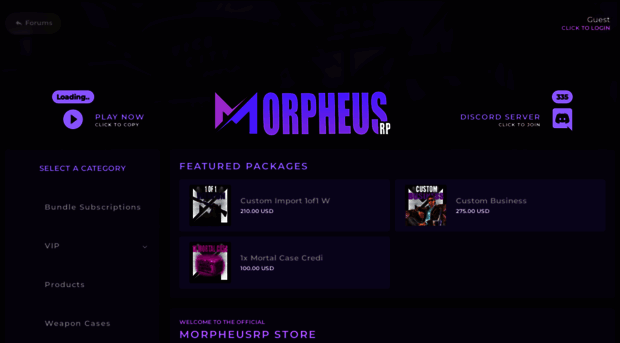 morpheus.tebex.io - MorpheusRP | Welcome - Morpheus Tebex