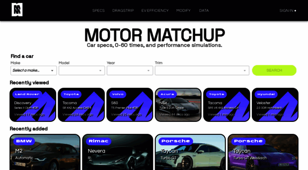 motormatchup.com - The Most Advanced Car Specs Da... - Motor Matchup