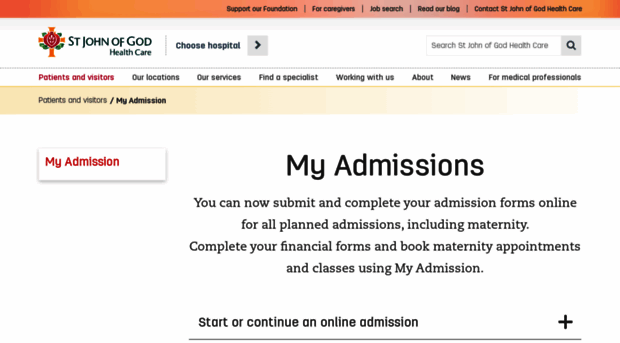 myadmission.sjog.org.au - My Admission | St John of God ... - My ...