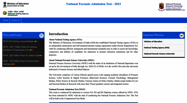 nat.nta.ac.in - NFAT Home - Nat Nta