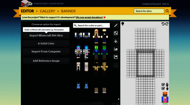 needcoolershoes.com - Skin Editor - Miners Need Cool... - Need Cooler Shoes