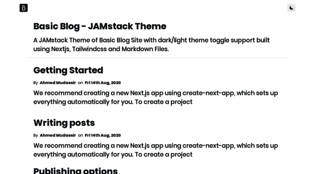 next-basic-blog.vercel.app - Basic Blog - JAMstack Theme - Next Basic Blog Vercel