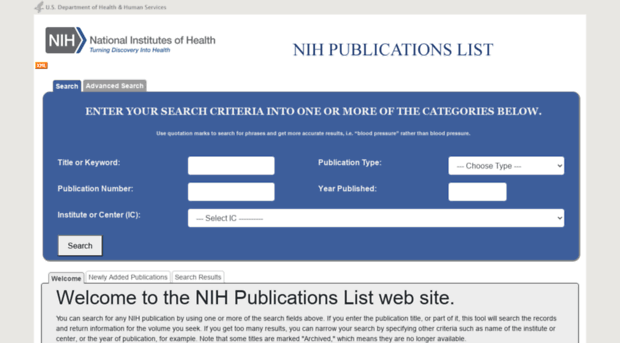 nihpublications.od.nih.gov - NIH Publications List | Search... - NIH ...