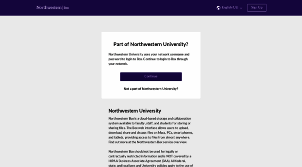 northwestern.app.box.com - Box | Login - Northwestern App Box