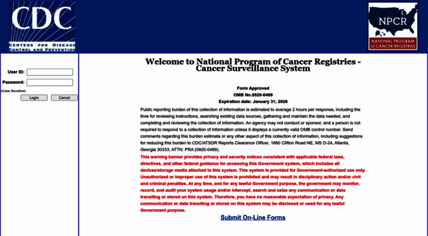 npcrcss.cdc.gov - National Program of Cancer Reg... - Npcrcss Cdc