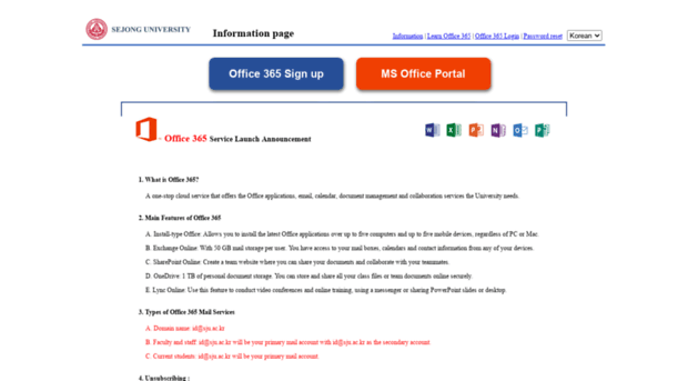 o365.sejong.ac.kr - Sejong University - Microsoft ... - O 365 Sejong Ac