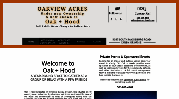 oakviewacres.com - Home - Oak + Hood - Event & Ba... - Oak Viewacres