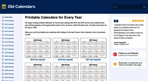 oldcalendars.com - Old Calendars - Look up any da... - Old Calendars