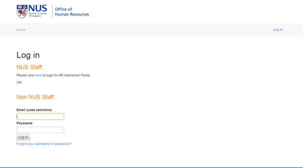 onehr.nus.edu.sg - Support Login - Onehr Nus