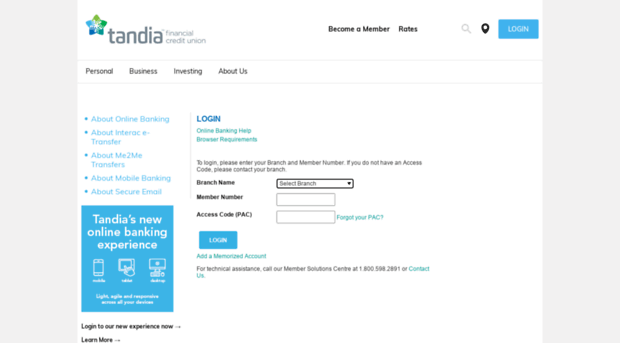 online.tandia.com - Tandia - Online Banking - Online Tandia