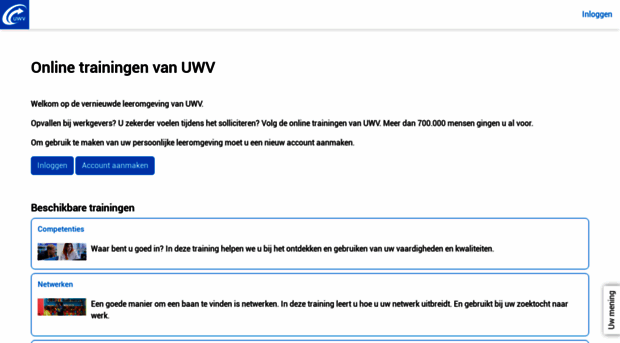 onlinetrainingen.uwv.nl - Startpagina | Online traininge... - Online Trainingen UWV