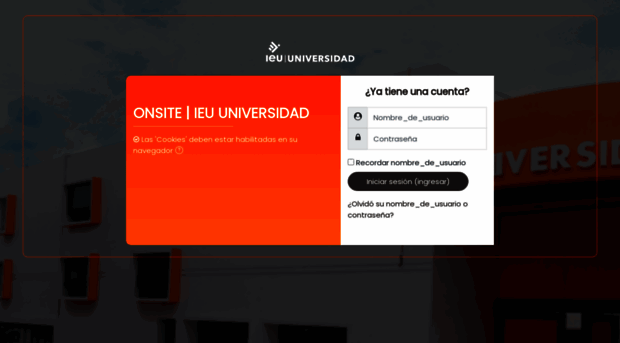 onsite.ieu.edu.mx - ONSITE | IEU UNIVERSIDAD: Log ... - ONSITE IEU