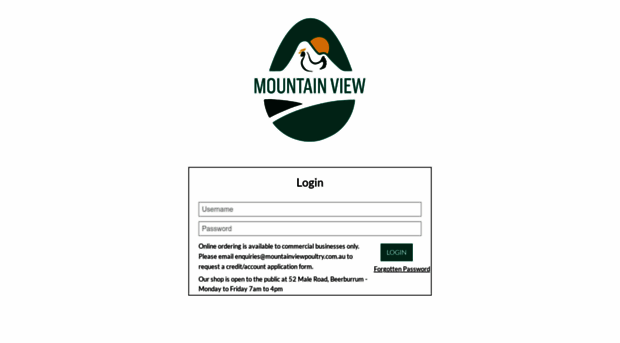 orders.mountainviewpoultry.com.au - Login - Orders Mountainviewpoultry