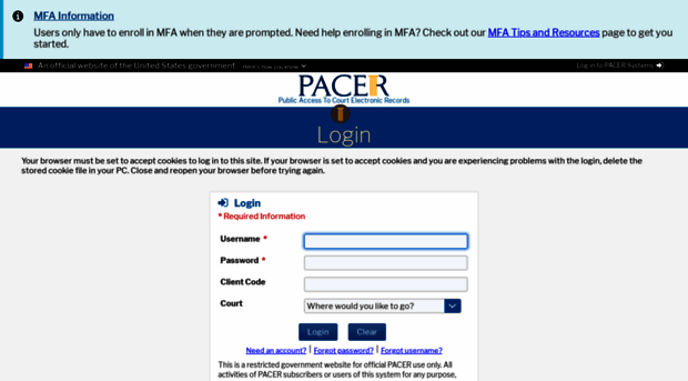 pacer.login.uscourts.gov - Pacer Login Uscourts