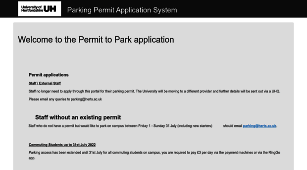 parkingpermit.herts.ac.uk - Herts Permit Application Login... - Parking ...