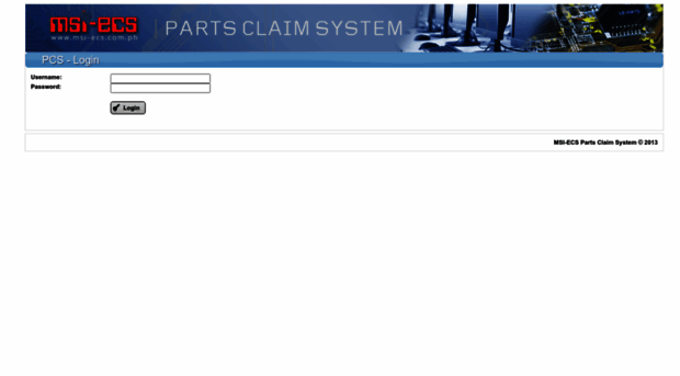 pcs.msi-ecs.com.ph - [Login] - Parts Claim System - Pcs Msi Ecs