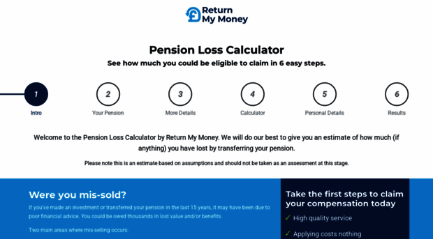 pension.returnmymoney.co.uk - Pension Loss Calculator | Retu ...