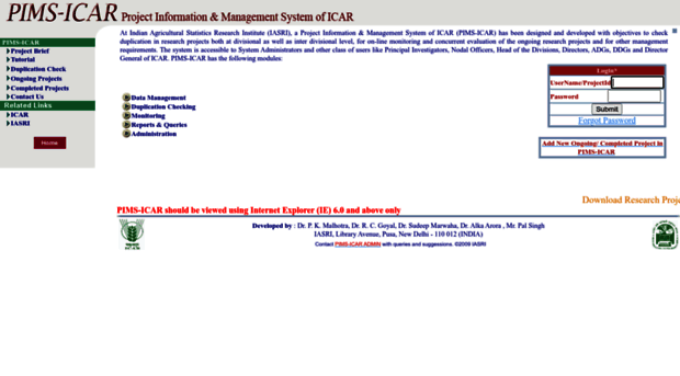 Pimsicar iasri res in PIMS ICAR Project Information PIMS ICAR Iasri