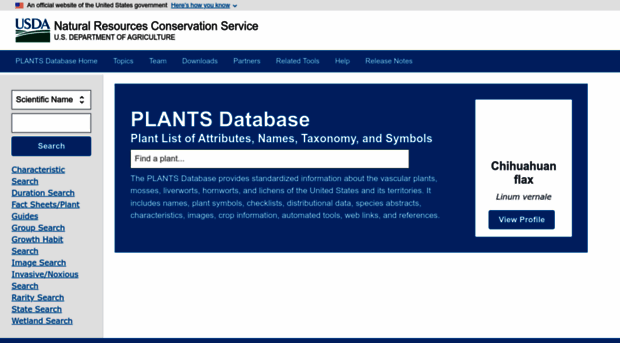 plants.sc.egov.usda.gov - USDA Plants Database - Plants Sc Egov USDA