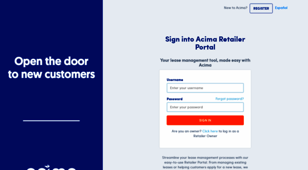 portal.acima.com - Acima Retailer Login | Easy Le... - Portal Acima