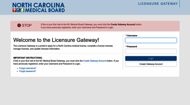 portal.ncmedboard.org - Licensure Gateway | North Caro... - Portal ...